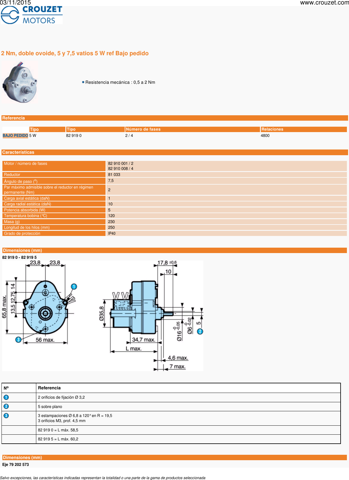 Motores paso a motorreductores 2 nm doble ovoide 5 y 7 vatios w ref 11890