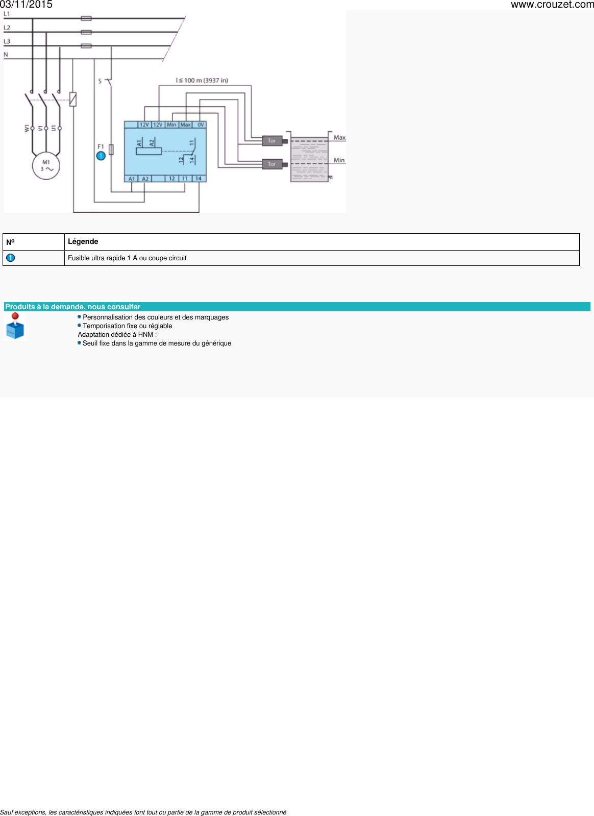 Relais de mesure et controle niveau montage rail din 35 mm hne Ref 84870710