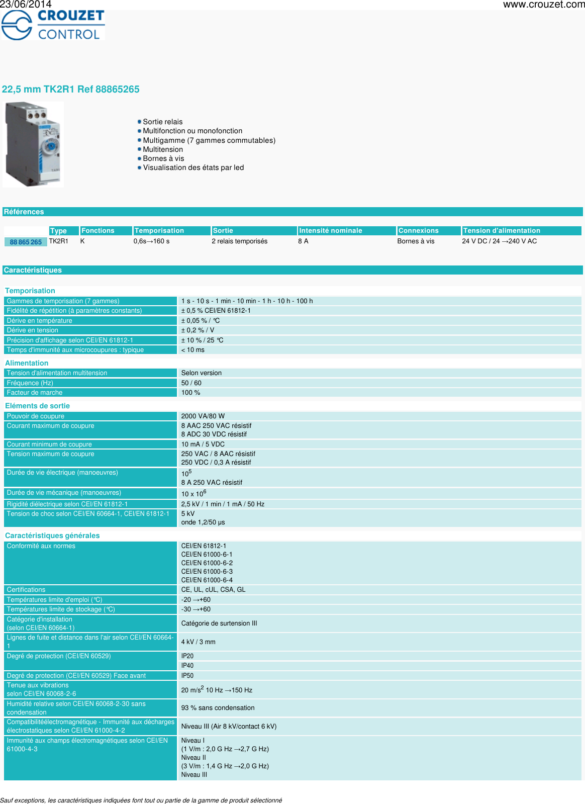 Relais temporises fond d armoire chronos 2 din 22 5 mm tk2r1 Ref 88865265