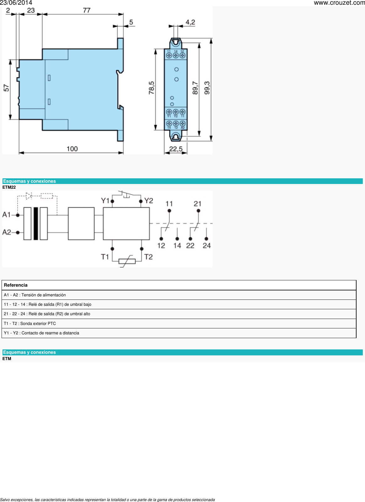 Reles de control e f l del motor proteccion termica etm etm2 etm22 ref ...