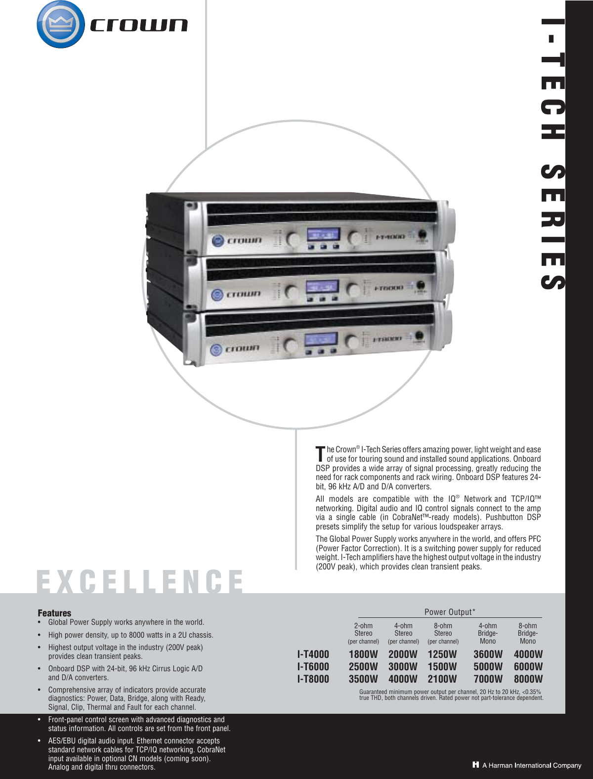 Crown Audio I T4000 Users Manual 137444 1_4 04_ITech One Page Brochure