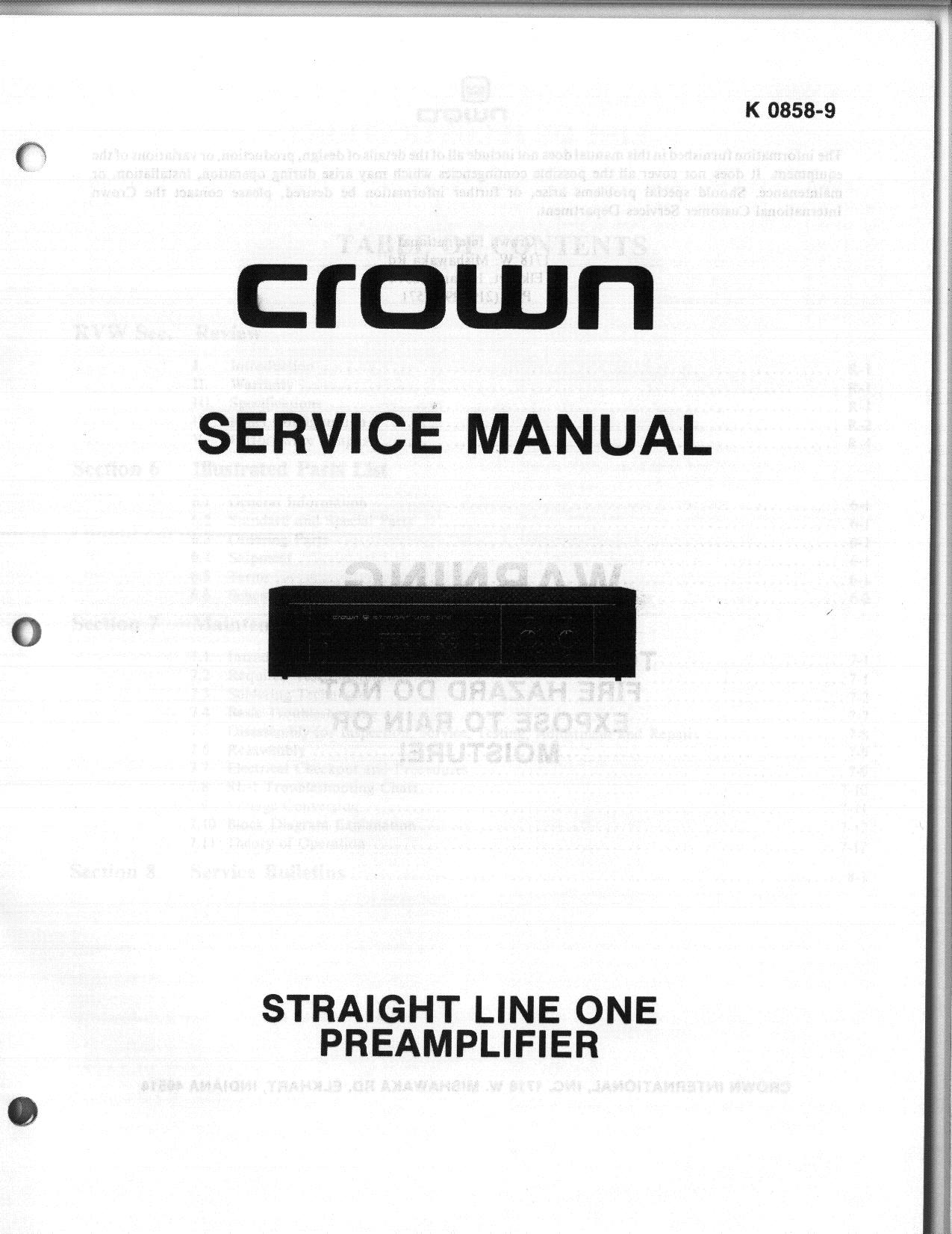 Crown Audio Sl 1 Users Manual The