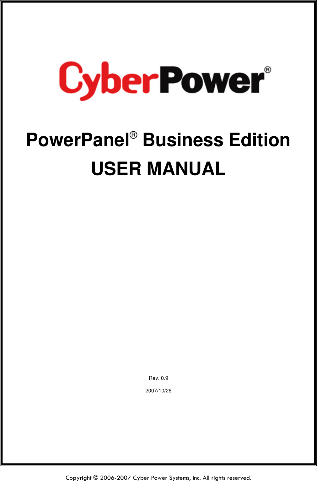 Cyberpower Powerpanel Power Supply System Users Manual PowerPanel™ Business Edition