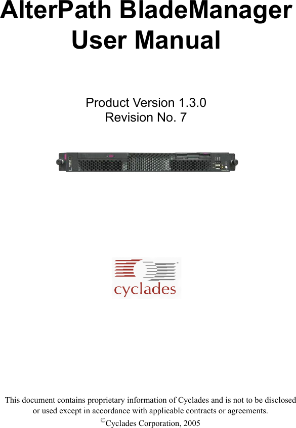 Cyclades Alterpath Blademanager Users Manual APBM130_rev7