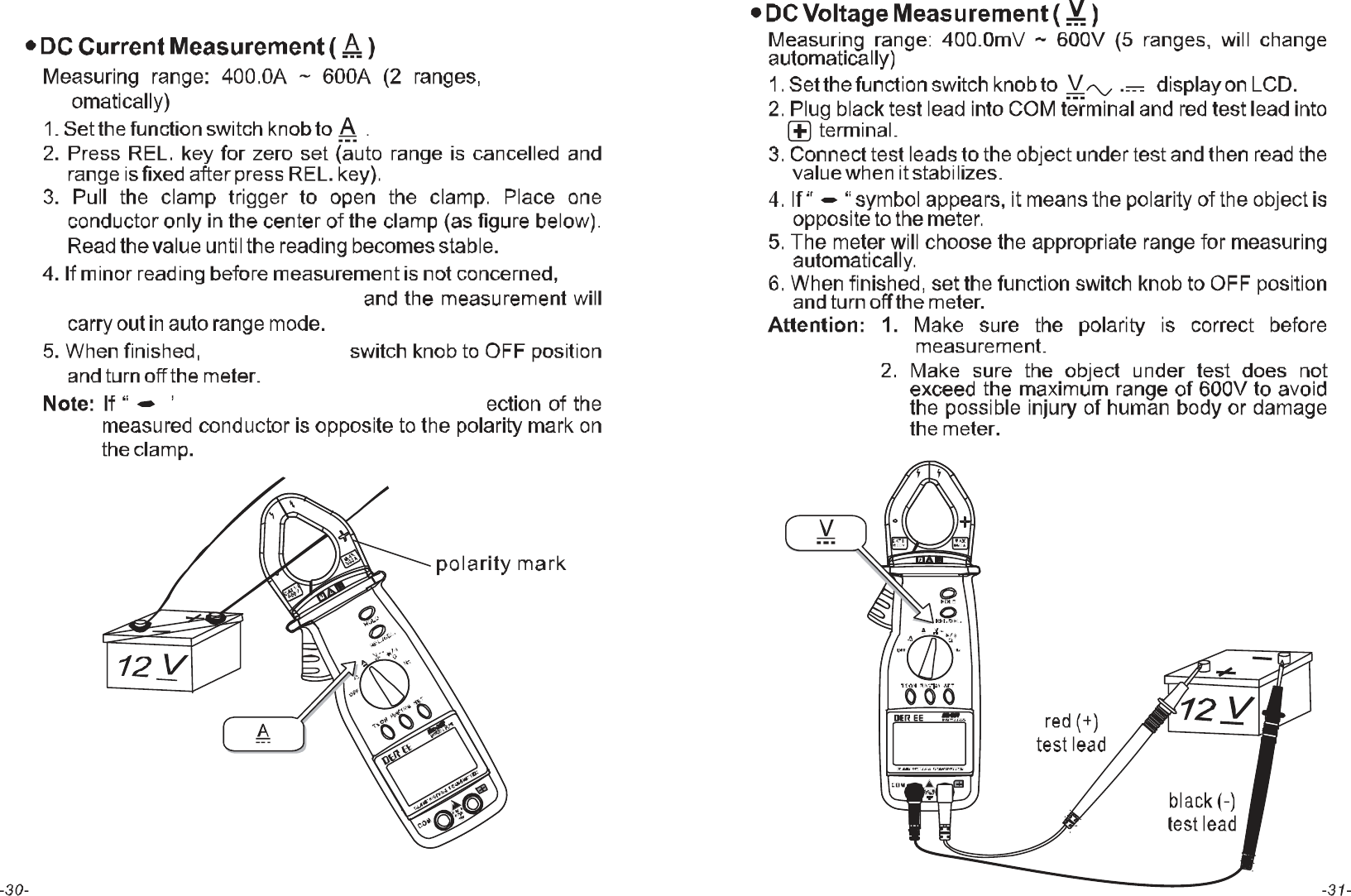 DER EE ELECTRICAL INSTRUMENT TA035G01 Wireless Clamp Meter User Manual ...