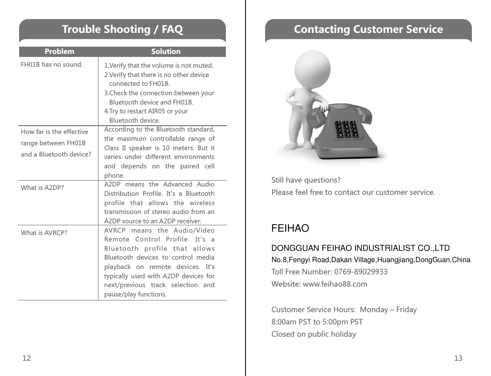 DONGGUAN FEIHAO IST FH01 Indoor LED Light Bulb Bluetooth Speaker User ...