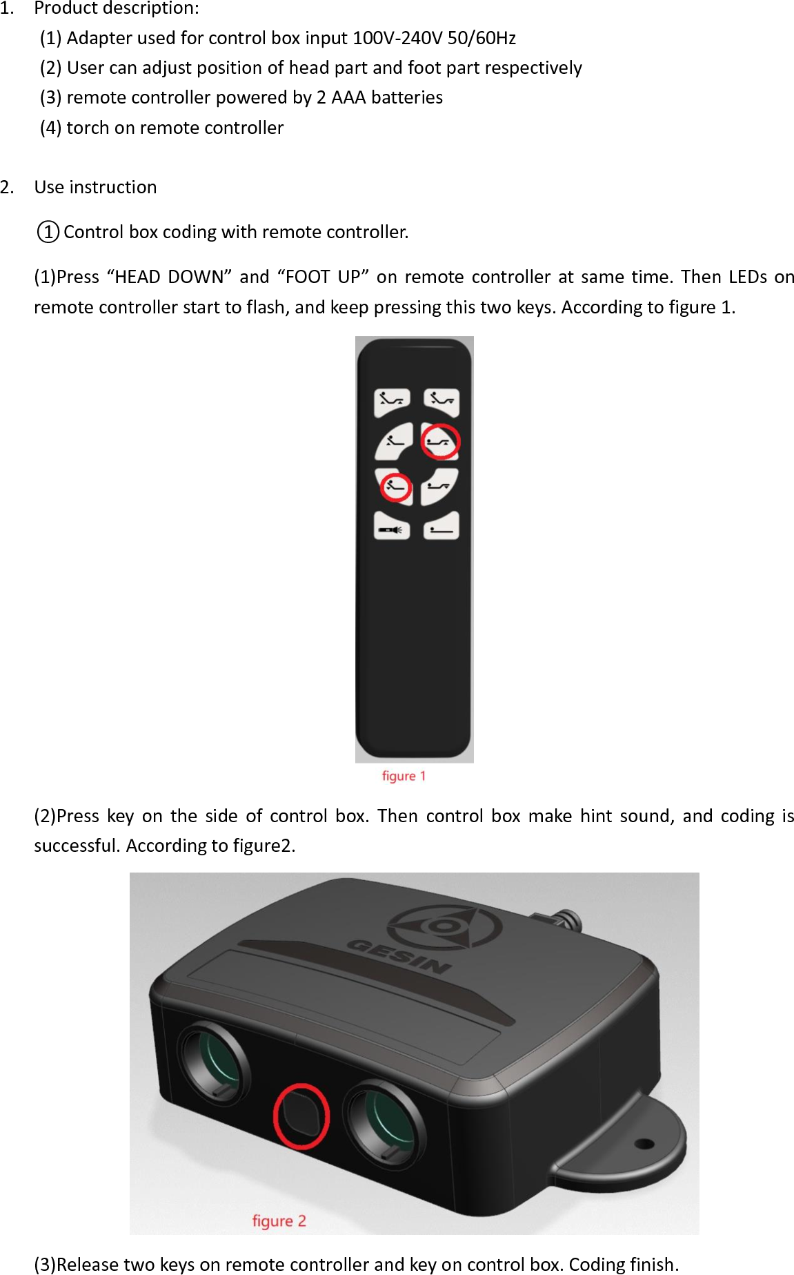 DOUBLE BULL WAD1 Gesin Electric Adjustable Bed Control System User Manual