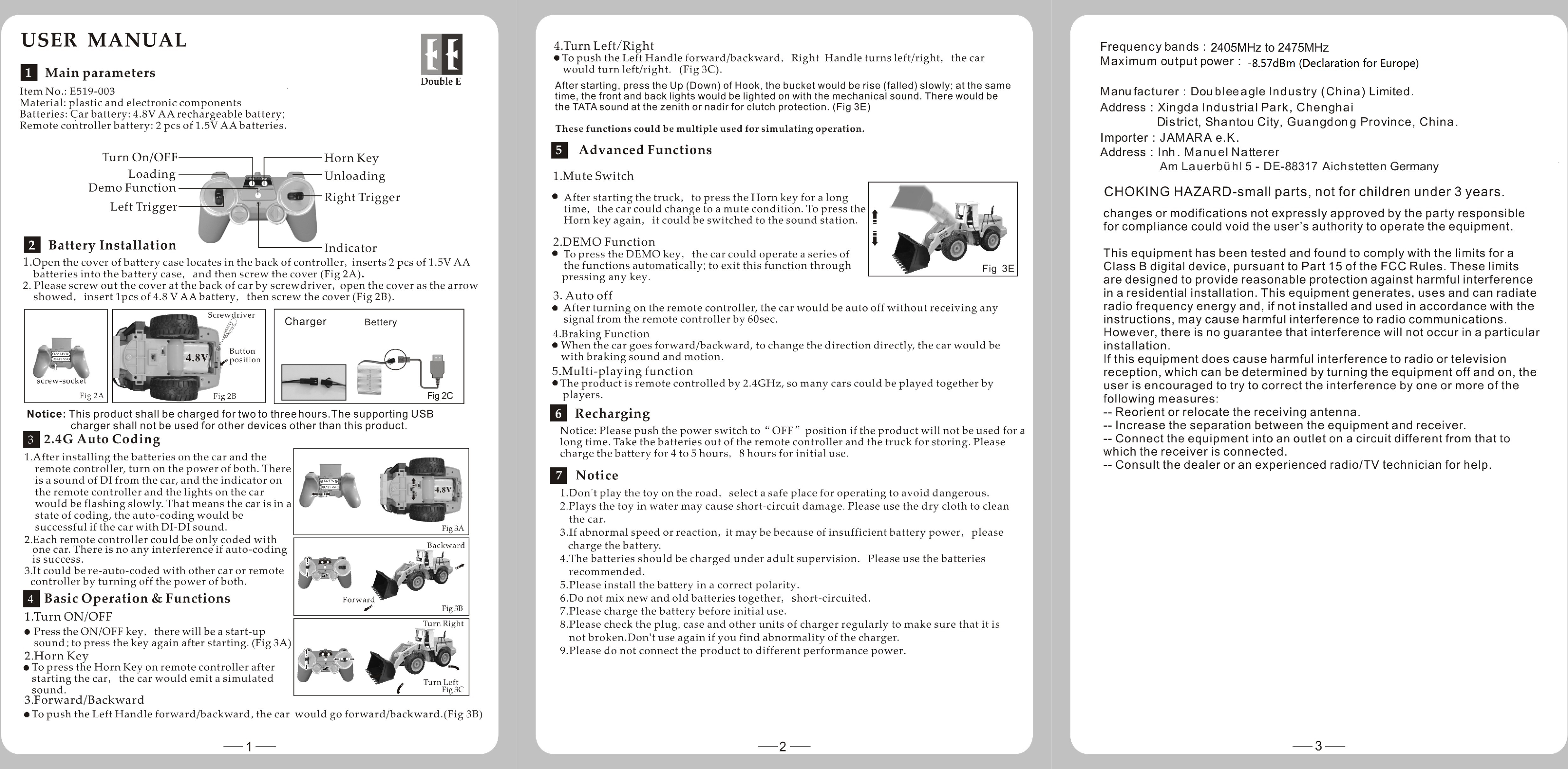 DOUBLEEAGLE INDUSTRY SY-E519-003-02 Radio Control Toys User Manual
