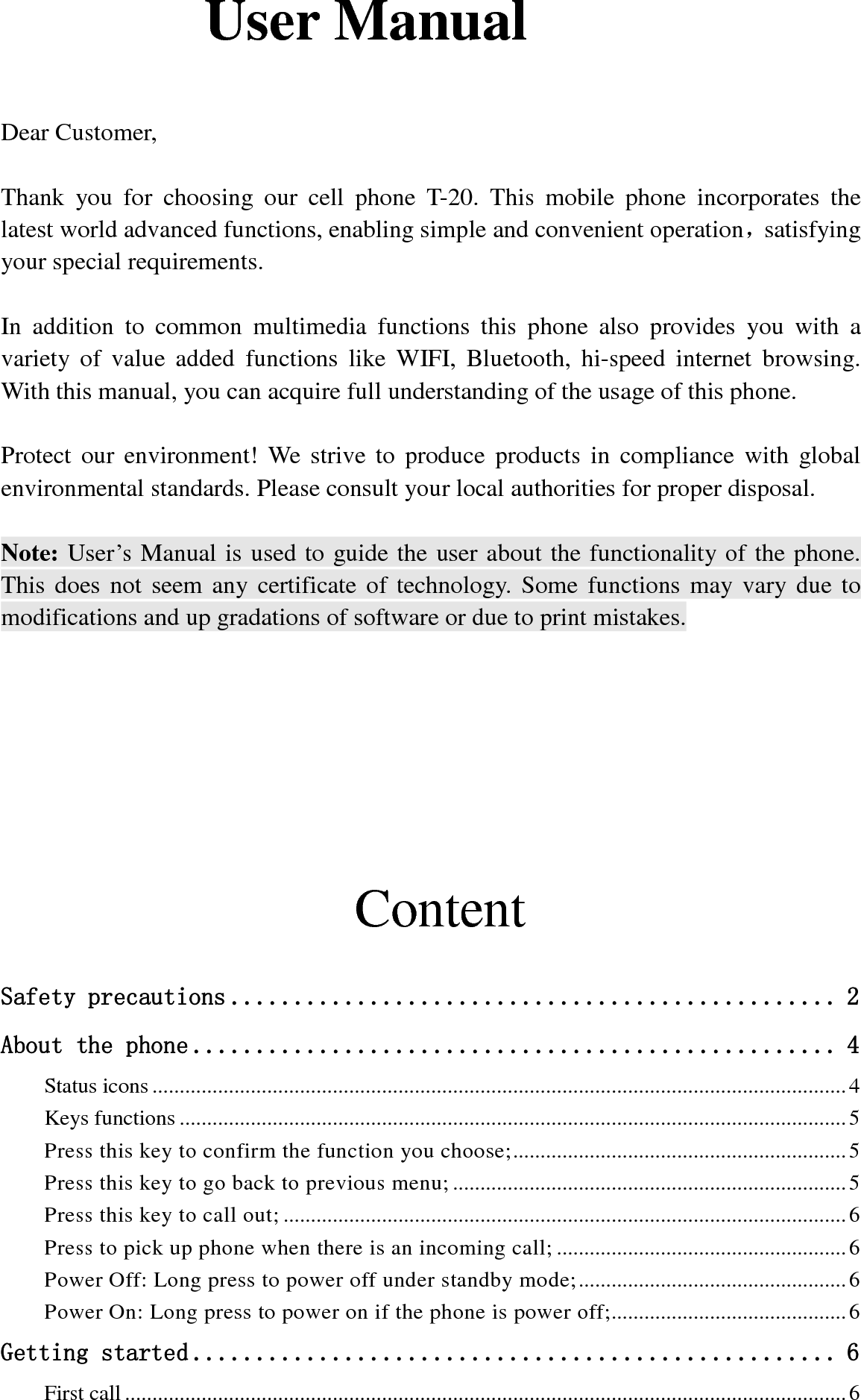 DR PHONE CELLULAR T-20 Mobile phone User Manual A23