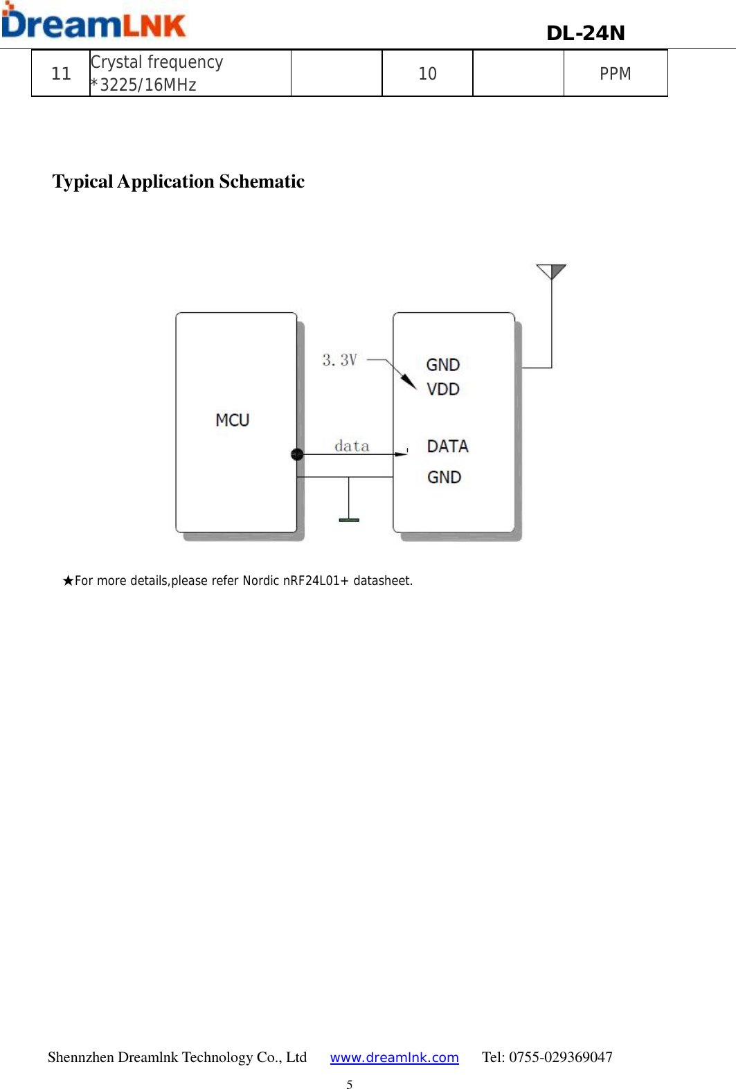 DREAMLNK TECHNOLOGY DL-24N 2.4GHz DSSS SPI RADIO WITH INTEGRATED ...