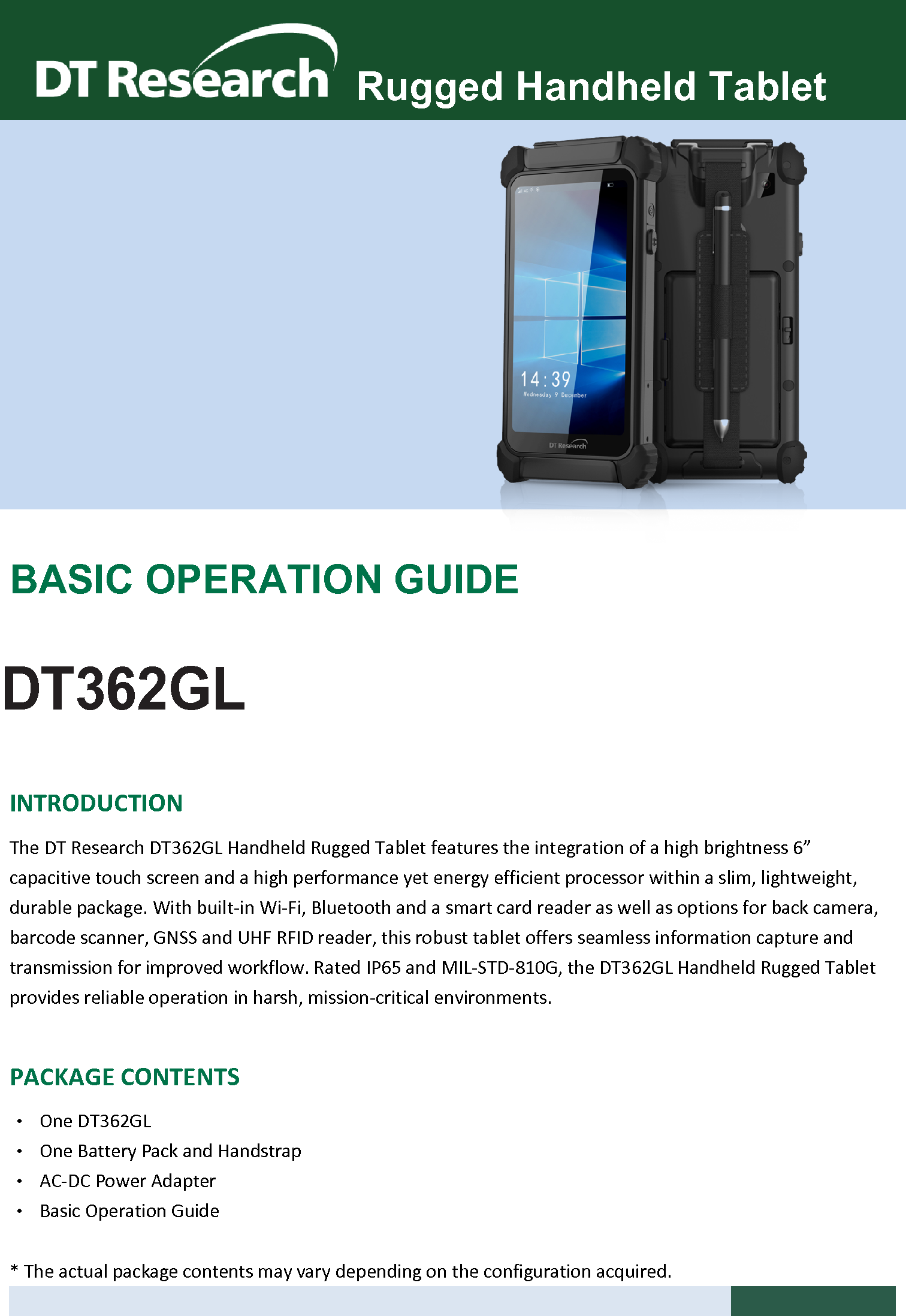 DT Research 600-3165D2W WLAN Module User Manual DT362GL BOG 041420