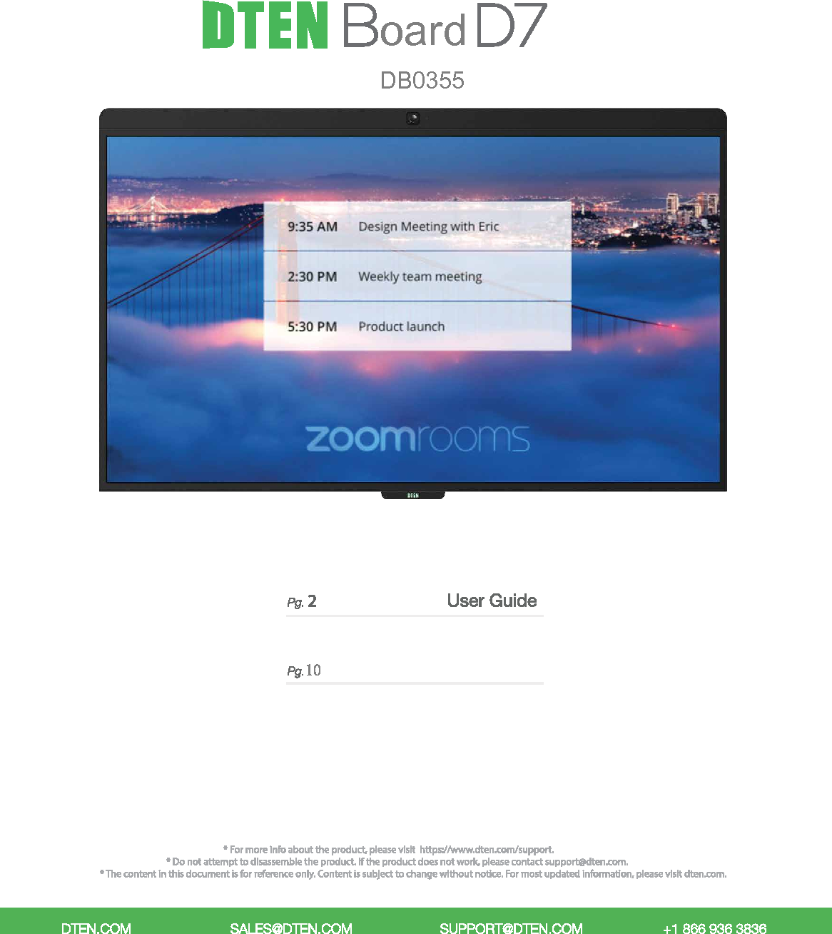 DTEN DB0355 DTEN Board D7 User Manual D7 ENCN User guide