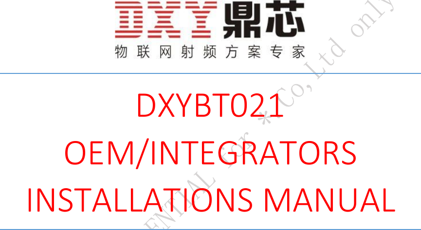 DXY Technology 021 DXY BLE MODULE User Manual DXYBT021 v1 1
