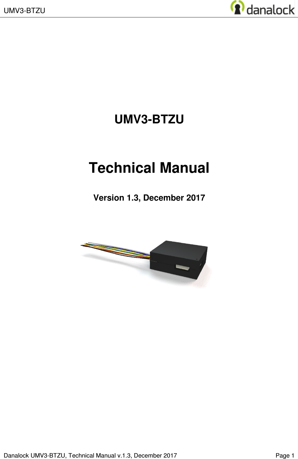 Danalock Aps UMV3BTZU Universal Module V3 User Manual Userguide UMV3 ...