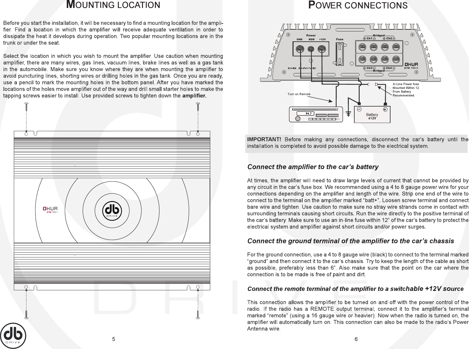 Db Link Research Stereo Amplifier A7M 100 4 Users Manual
