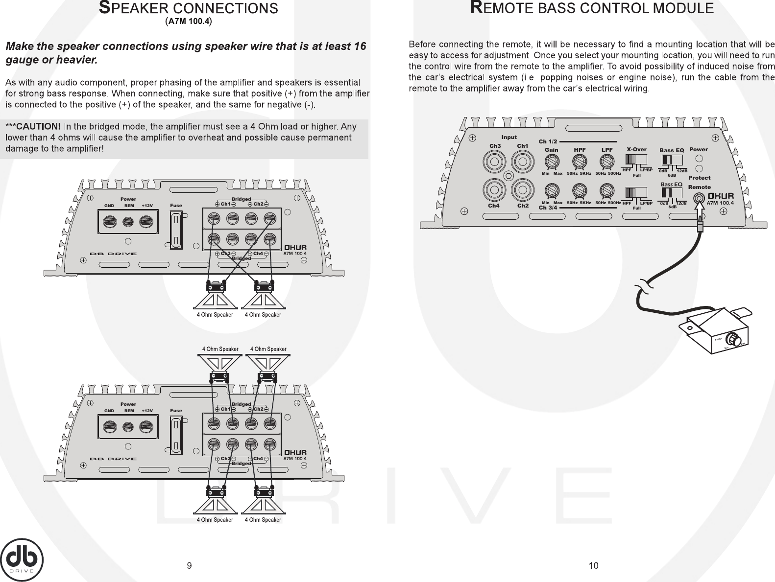 Db Link Research Stereo Amplifier A7M 100 4 Users Manual