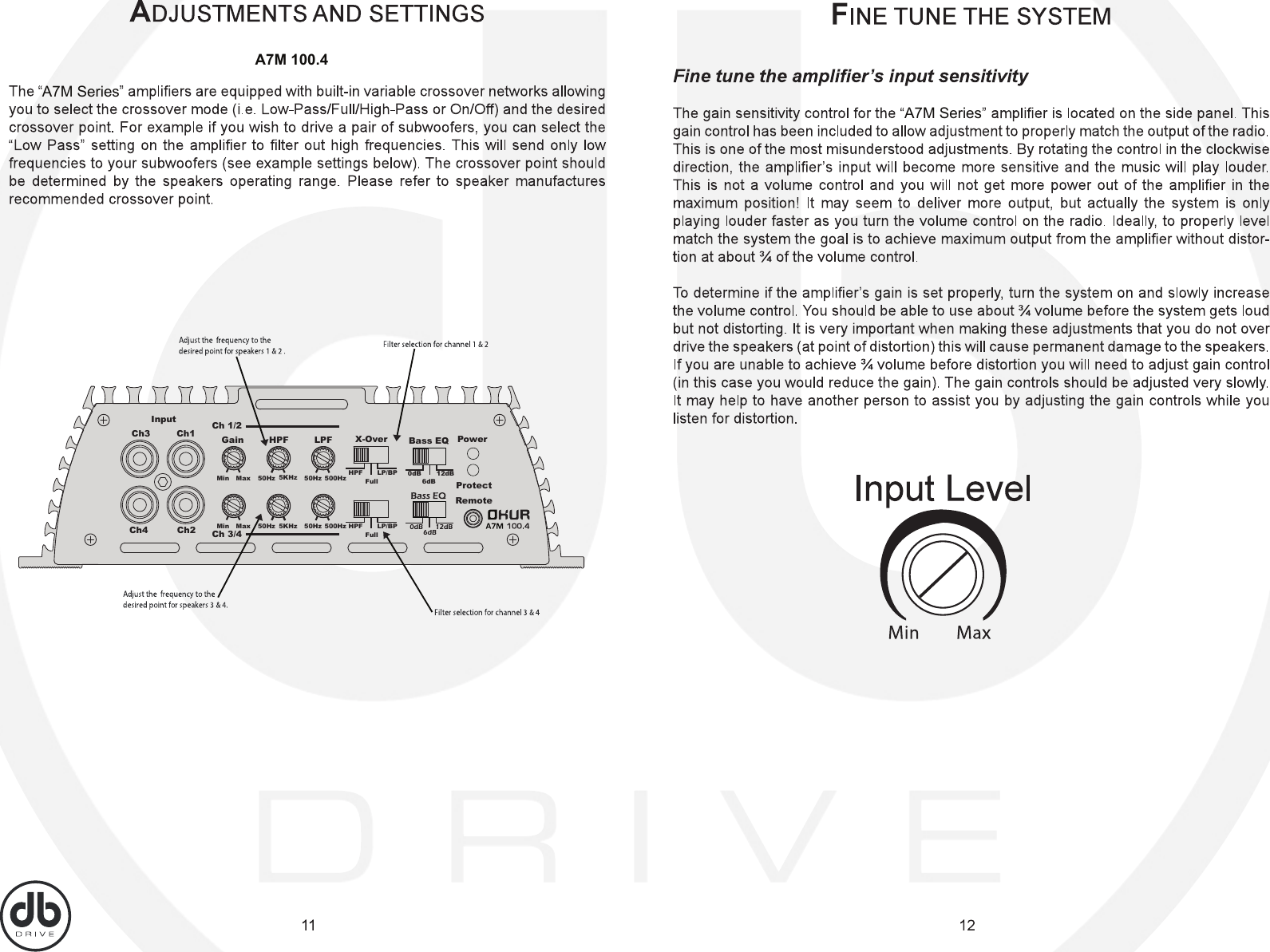 Db Link Research Stereo Amplifier A7M 100 4 Users Manual