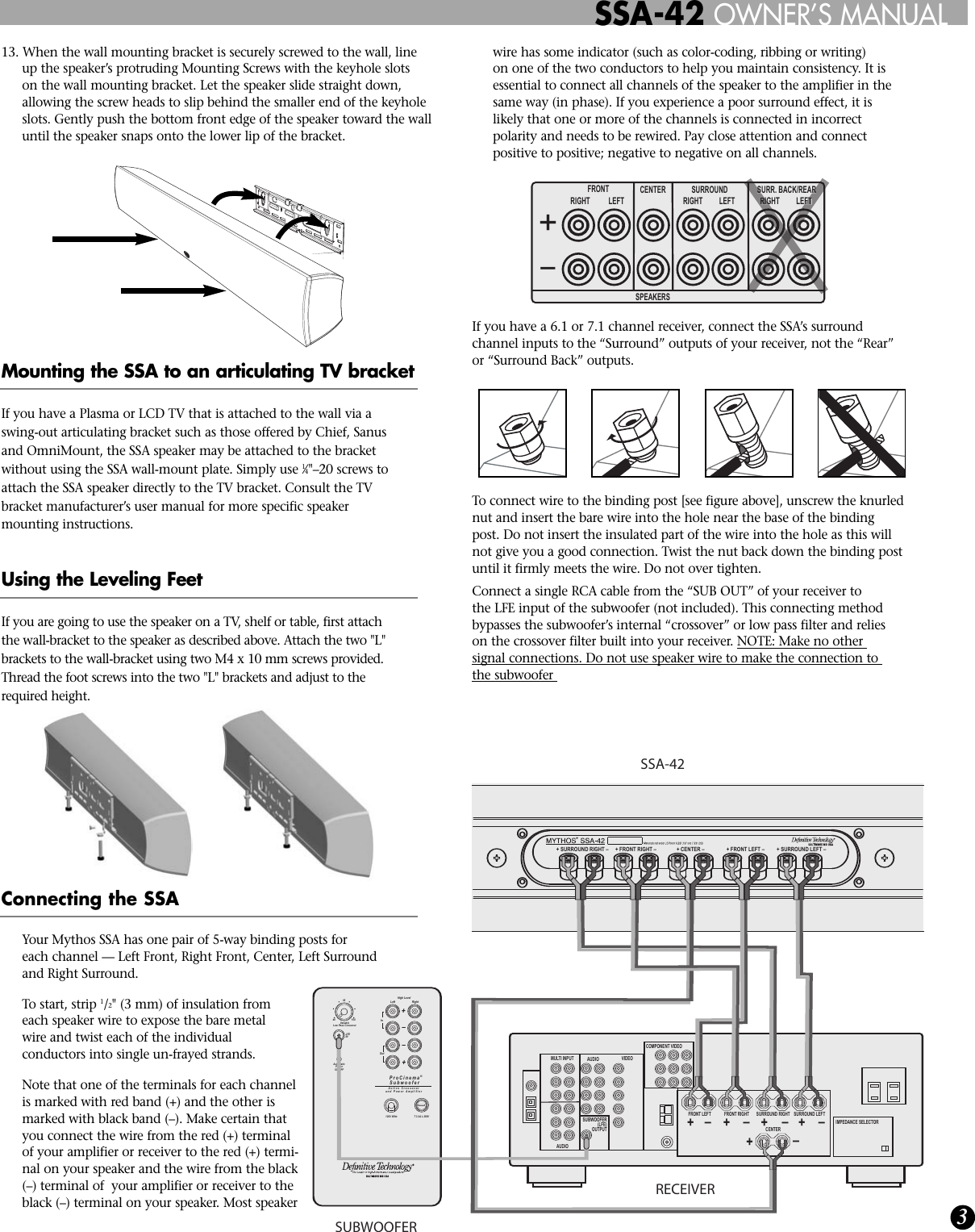 Definitive Technology Mythos Solo Surround Array Ssa 42 Users Manual