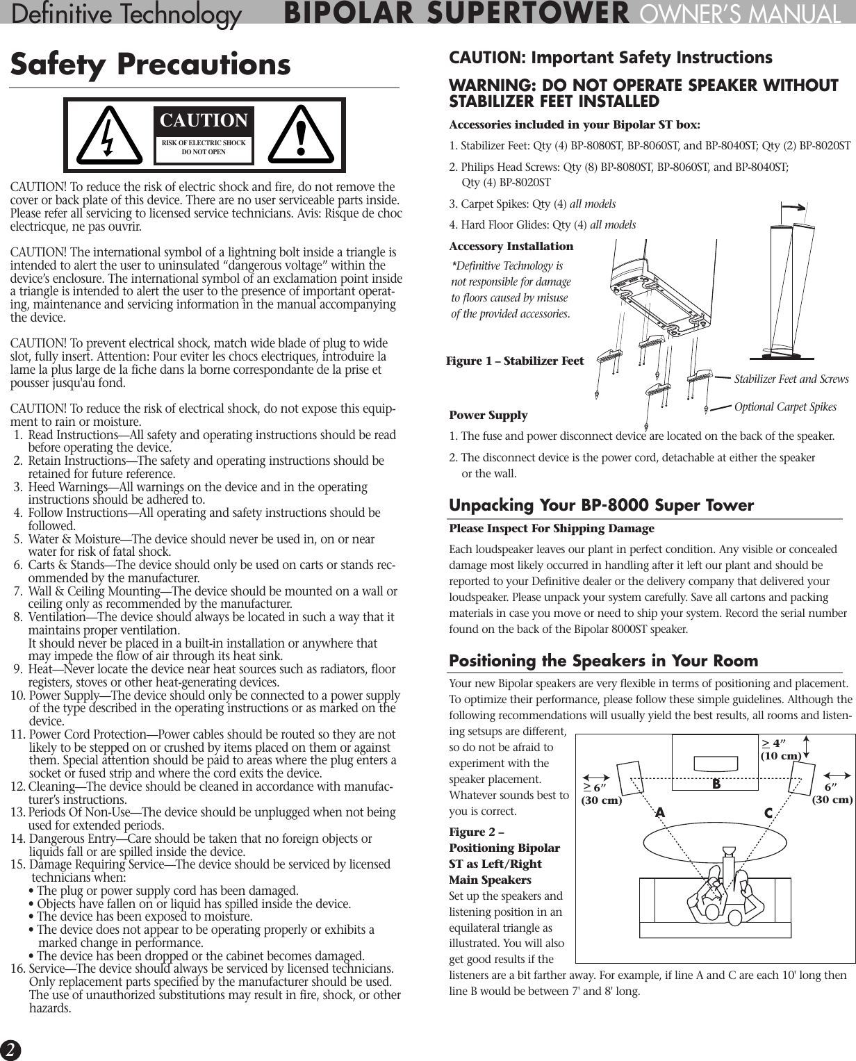 Definitive Technology Supertower Bp 8060St Users Manual Mythos9_Manual_