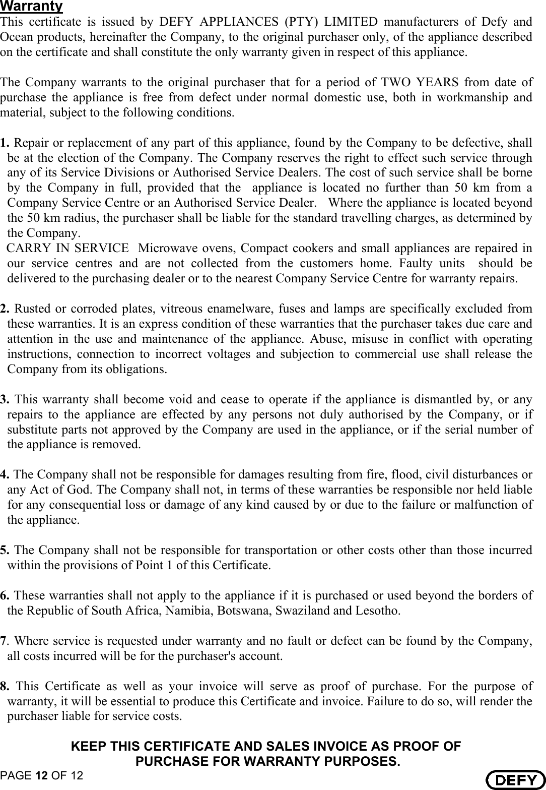 Defy Solid Plate Plug In Stove 501 Users Manual 068 517 520 521