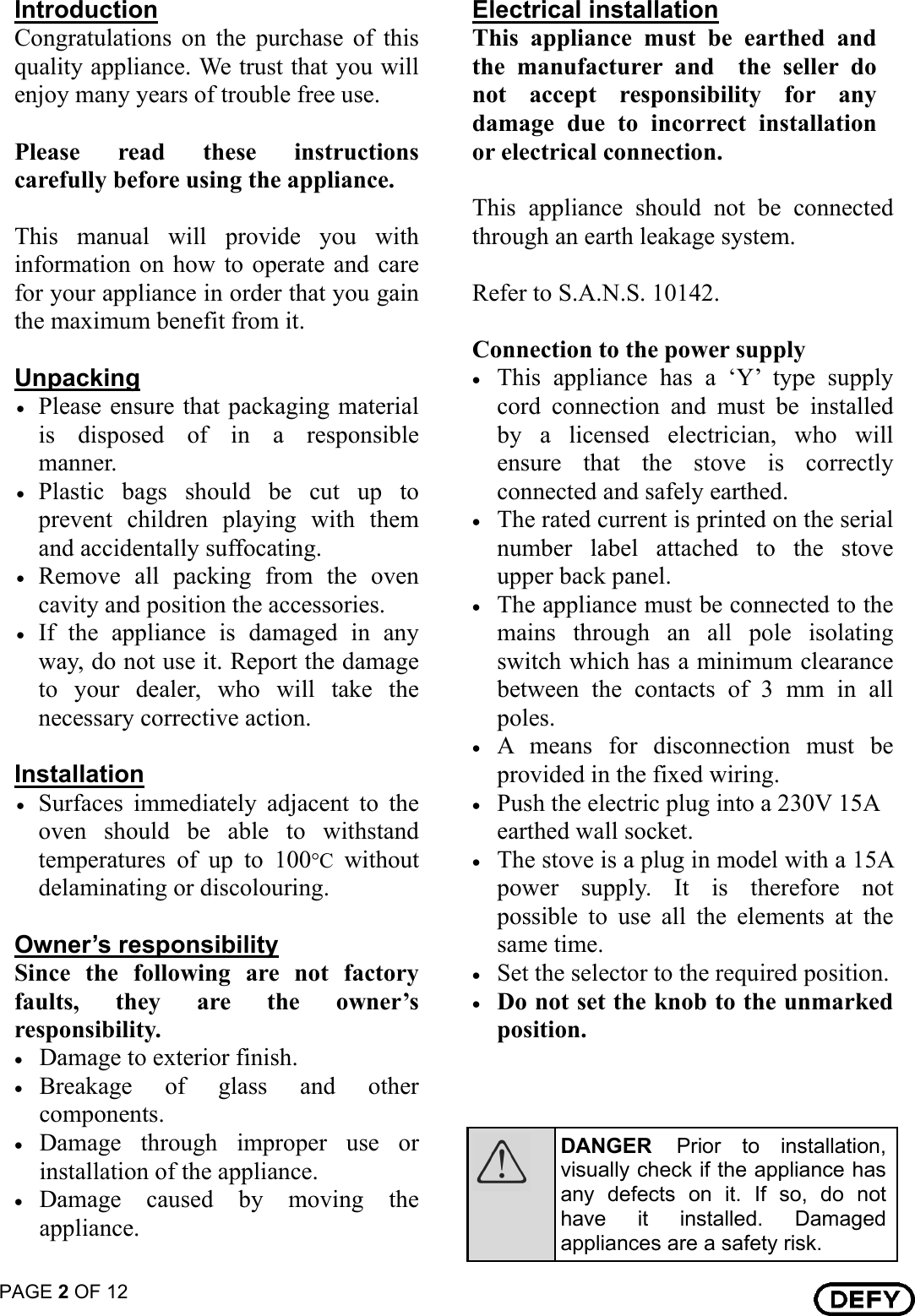 Defy Solid Plate Plug In Stove 501 Users Manual 068 517 520 521