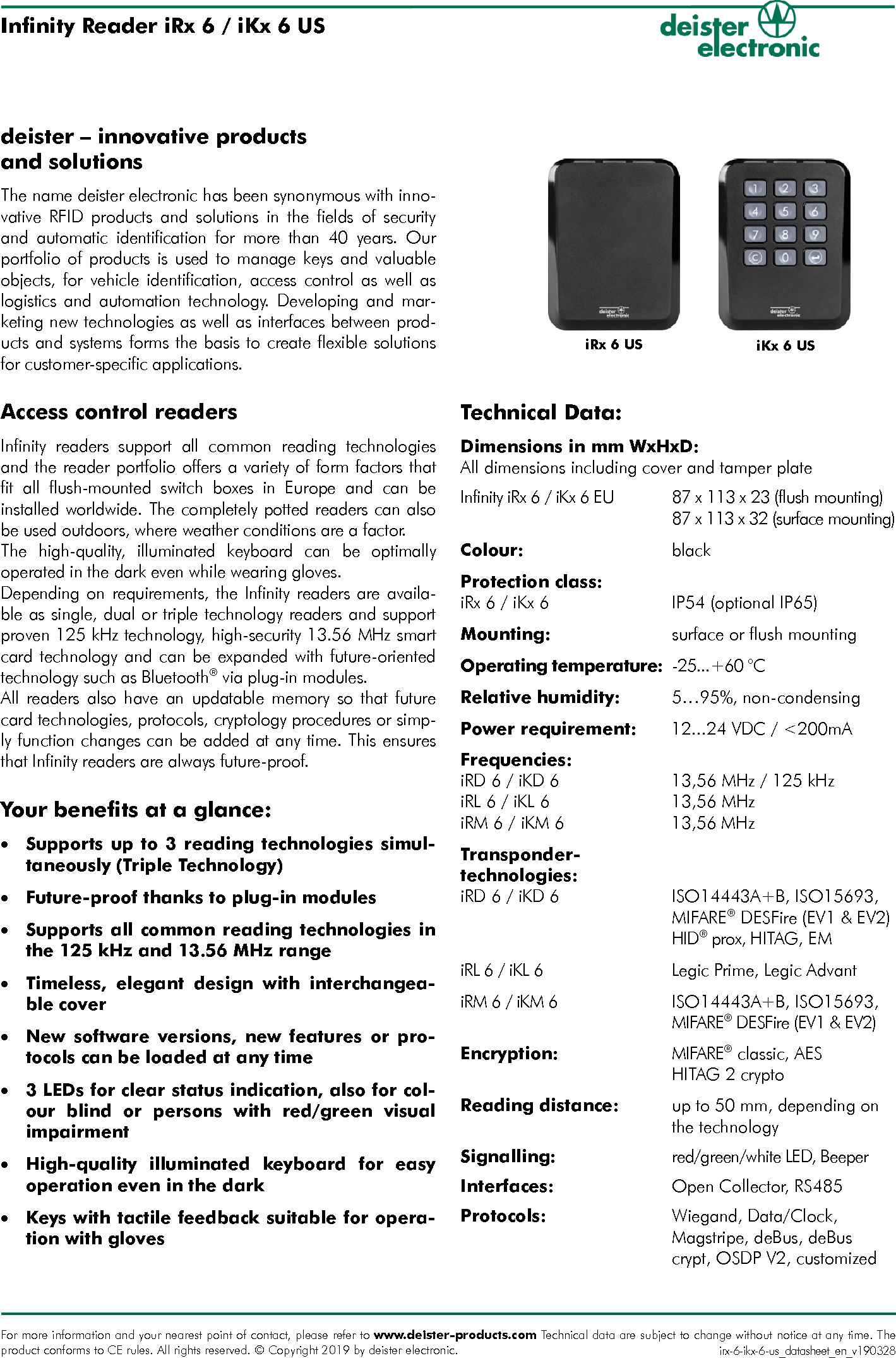 Deister Electronic KPD6PRD6 RFID Reader User Manual irx 6 ikx 6 us ...