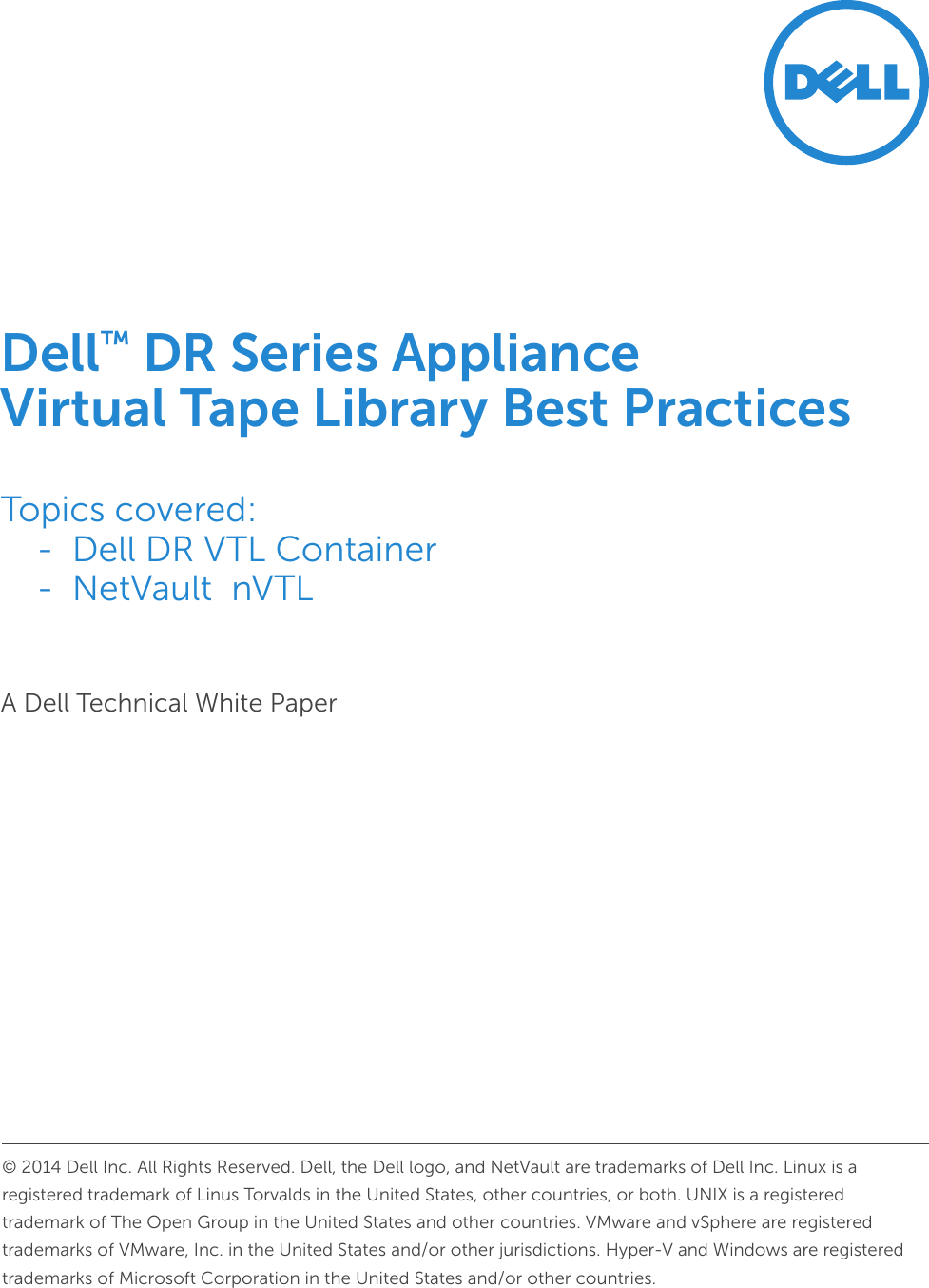 Dell NetVault Backup Best Practices For Setting Up VTL Containers And ...