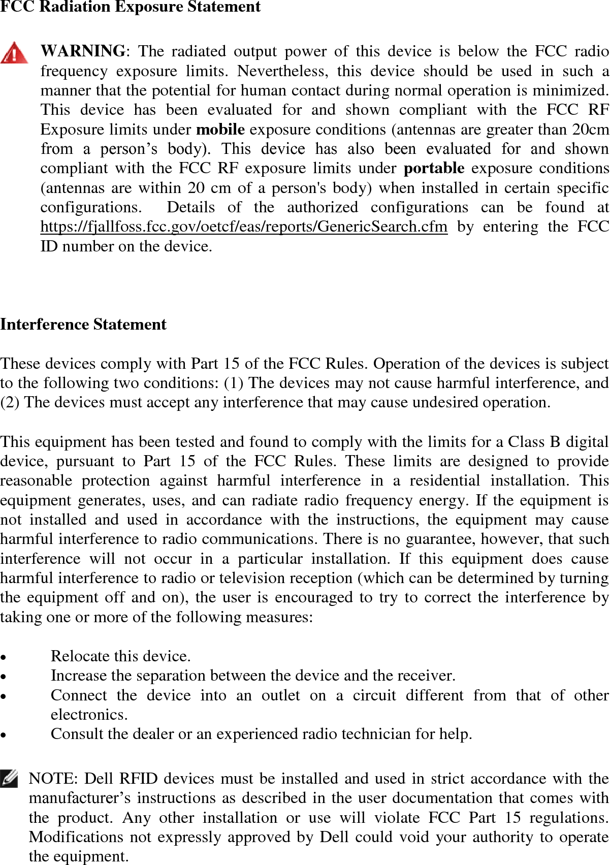 Dell DWRFID1801 RFID 13.56 MHz Wireless Module User Manual United ...