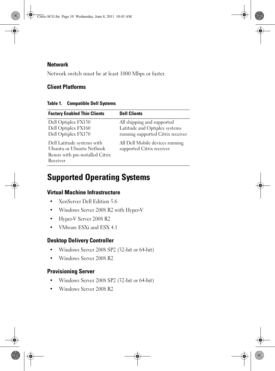 Dell Citrix Software Solution Guide Compatibility