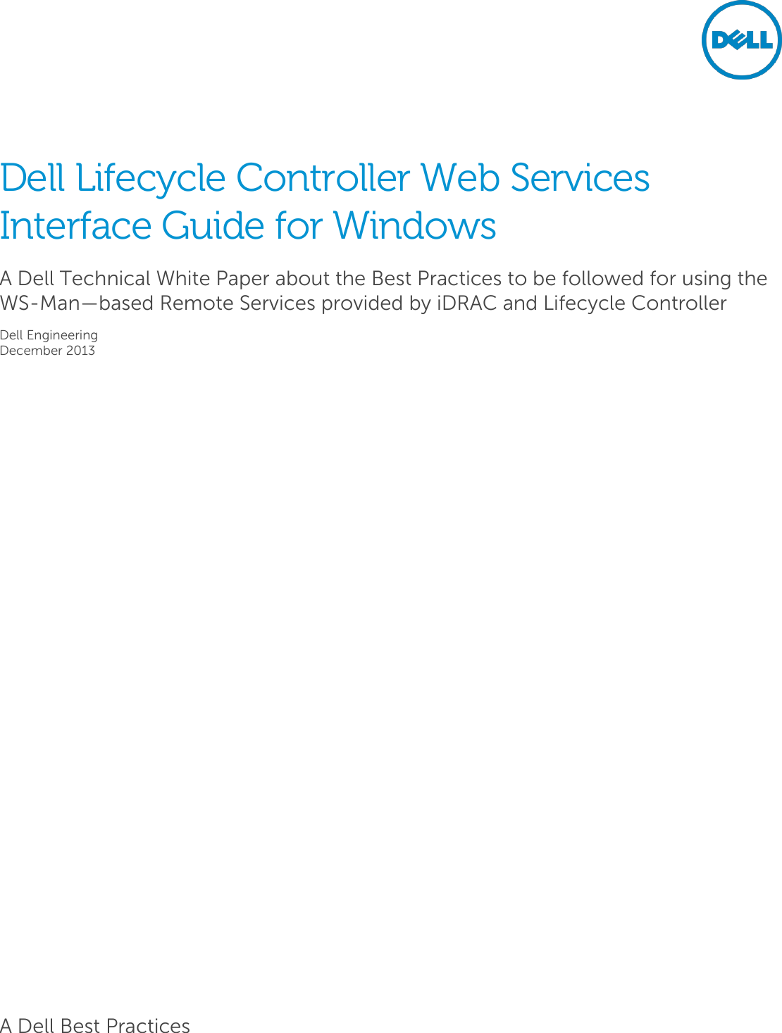 Dell Lifecycle Controller 2 Version 1 3 0 Web Services Interface Guide ...