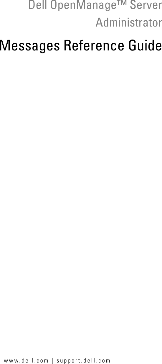 Dell Openmanage Server Administrator Version 5 4 Messages Reference ...