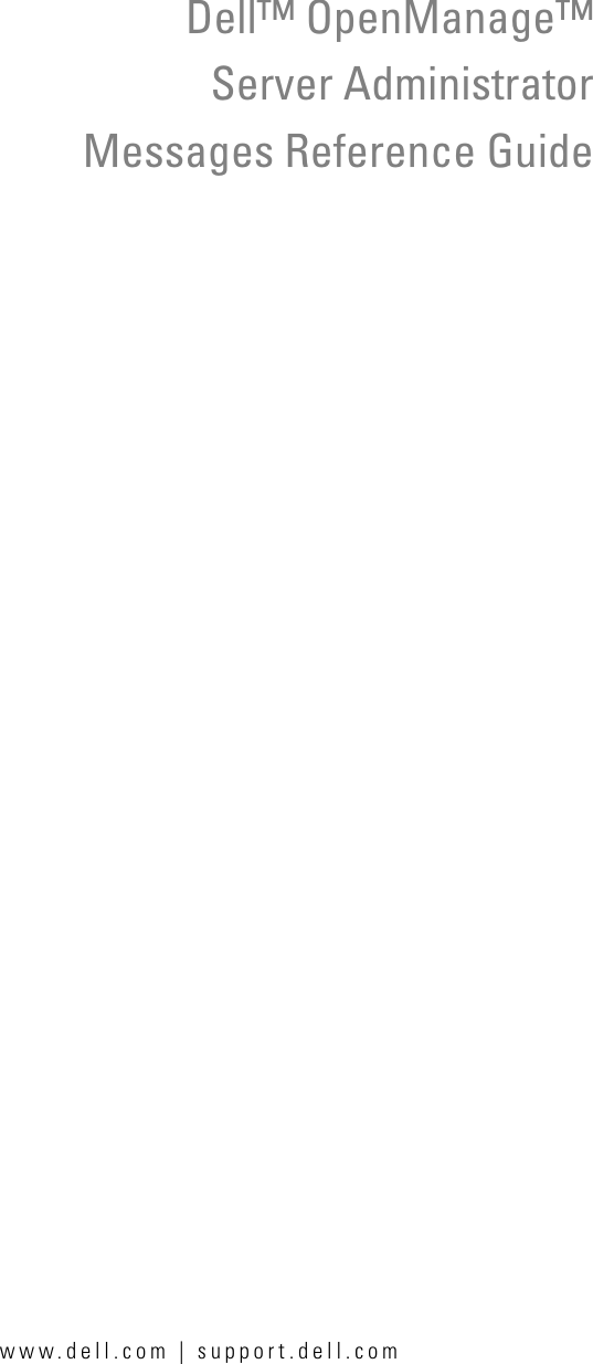 Dell Openmanage Server Administrator Version 5 Messages Reference Guide 5.5