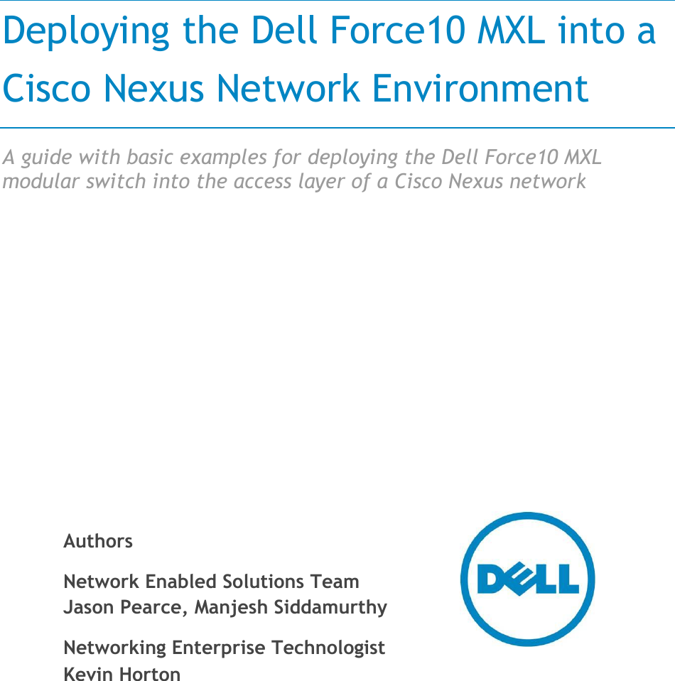 Dell Force10 Mxl Blade White Paper Deploying The Into A Cisco Nexus ...