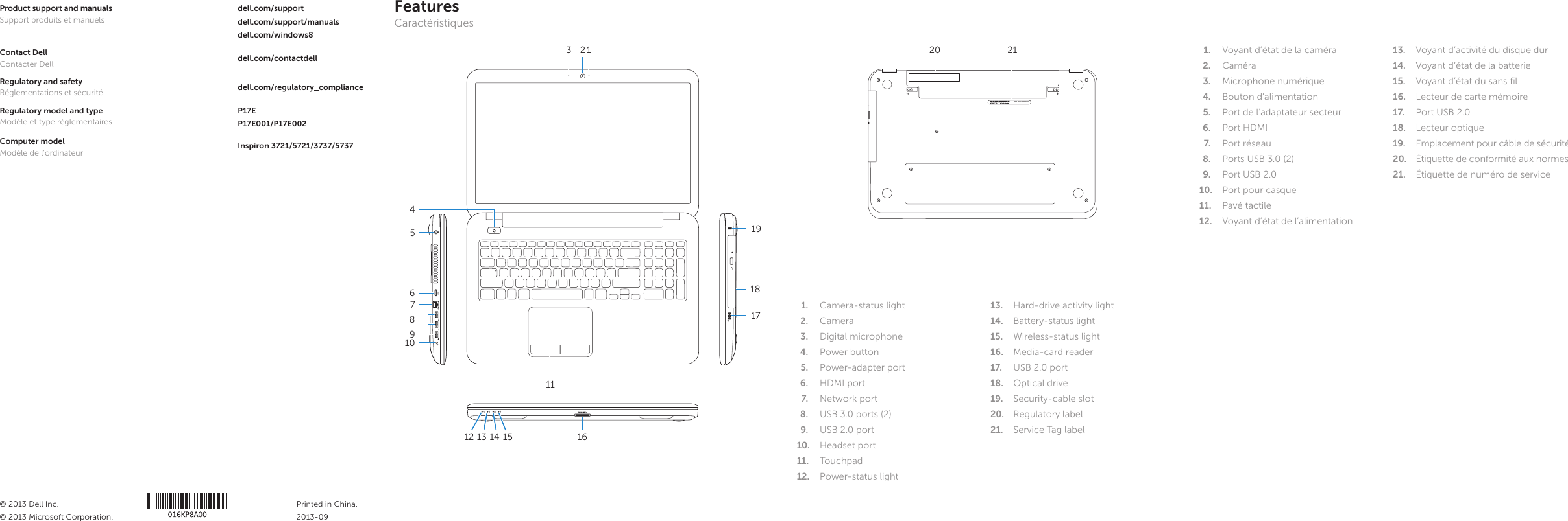 Dell Inspiron 17 3721 Windows 8 Quick Start Guide