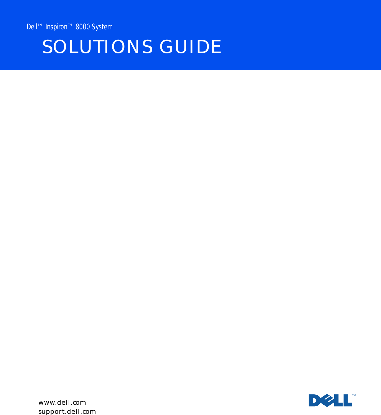 Dell Inspiron 8000 Owners Manual Solutions Guide