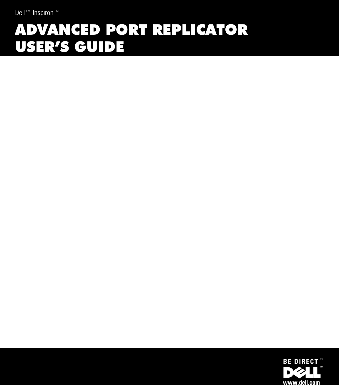 Dell Inspiron 8100 Users Manual Advanced Port Replicator User's Guide