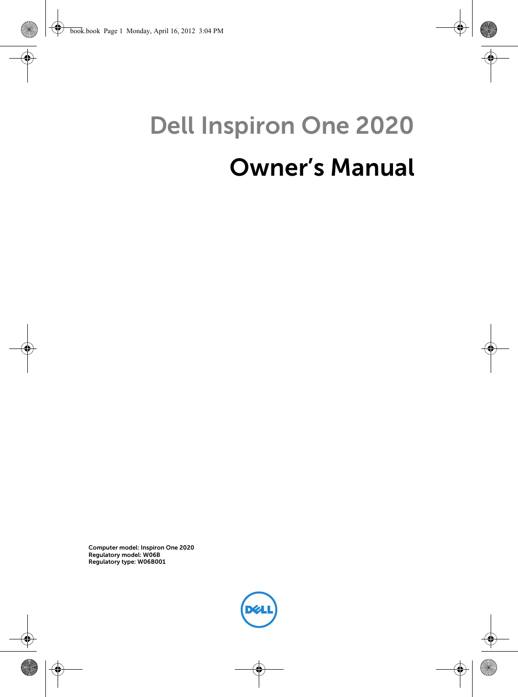 Dell Inspiron One 2020 Owners Manual Owner's