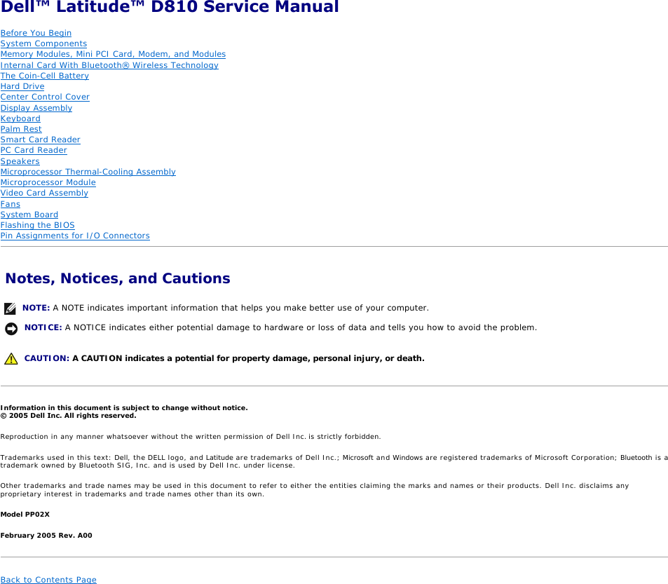 Dell Latitude D810 Service Manual