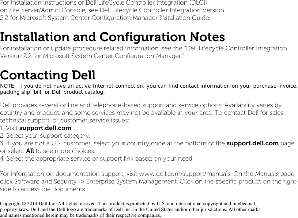 Dell Lifecycle Controller Integration Version 2 For Microsoft System Center Configuration ...