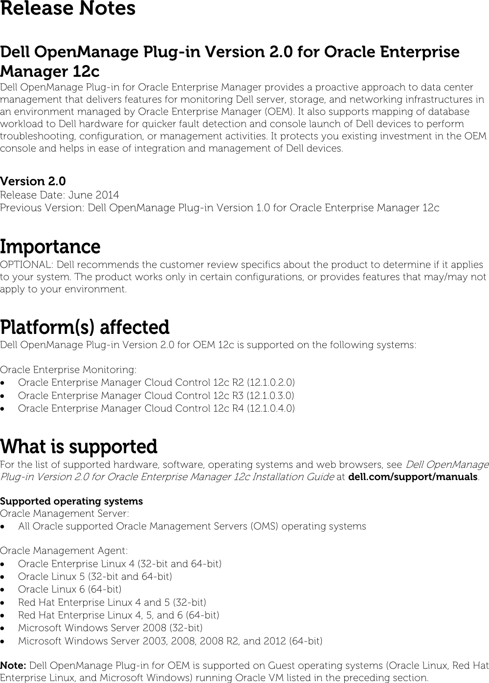 Dell Openmanage Plug In Version 2 0 For Oracle Enterprise Manager 12C Owners Manual 2.0 Release ...