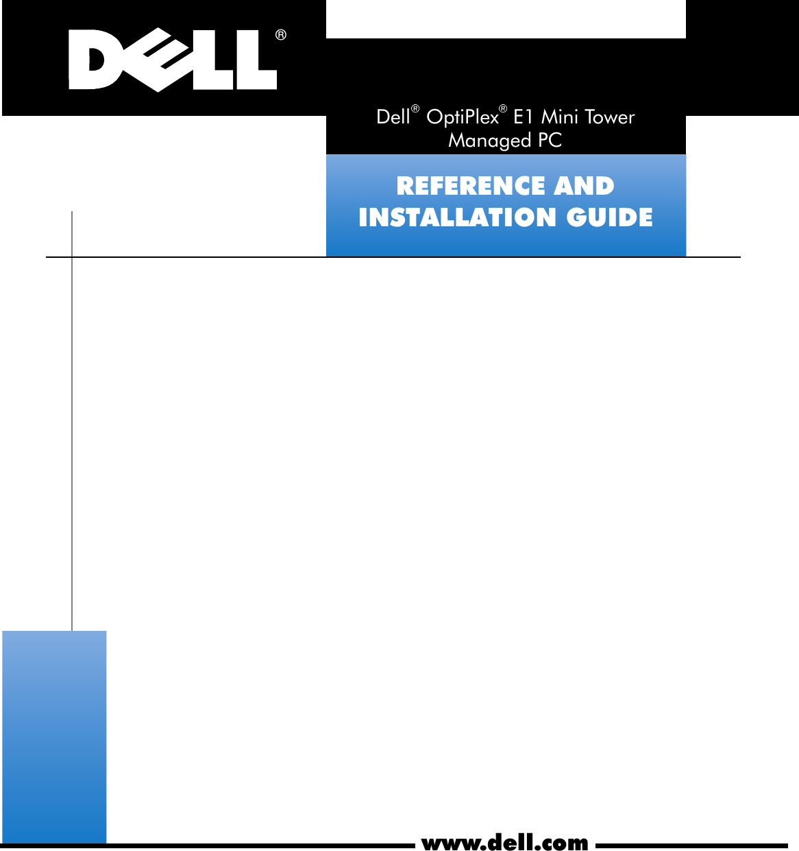 Dell Optiplex E1 Quick Reference Guide Mini Tower And Installation