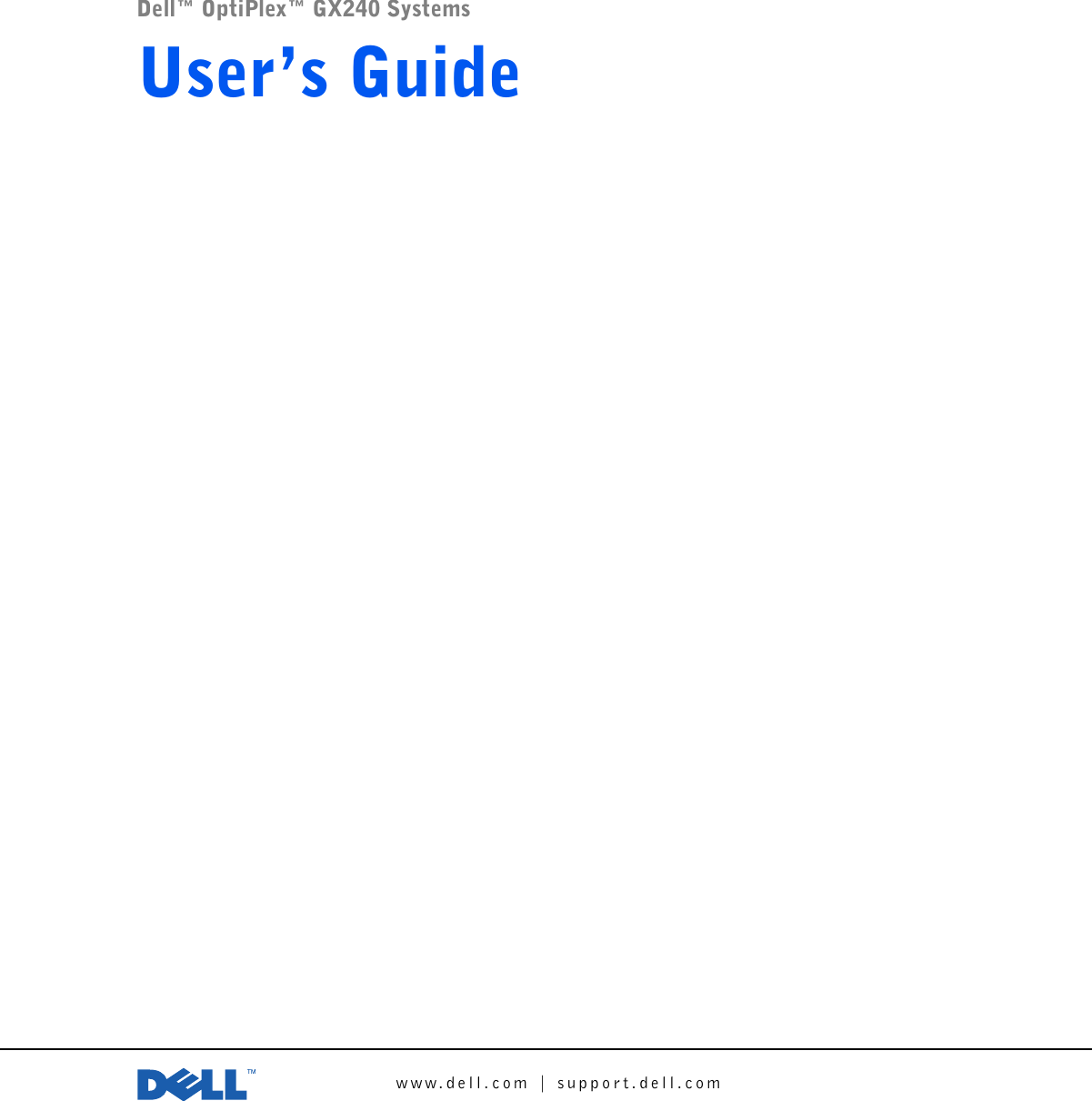 Dell Optiplex Gx240 Users Manual User's Guide