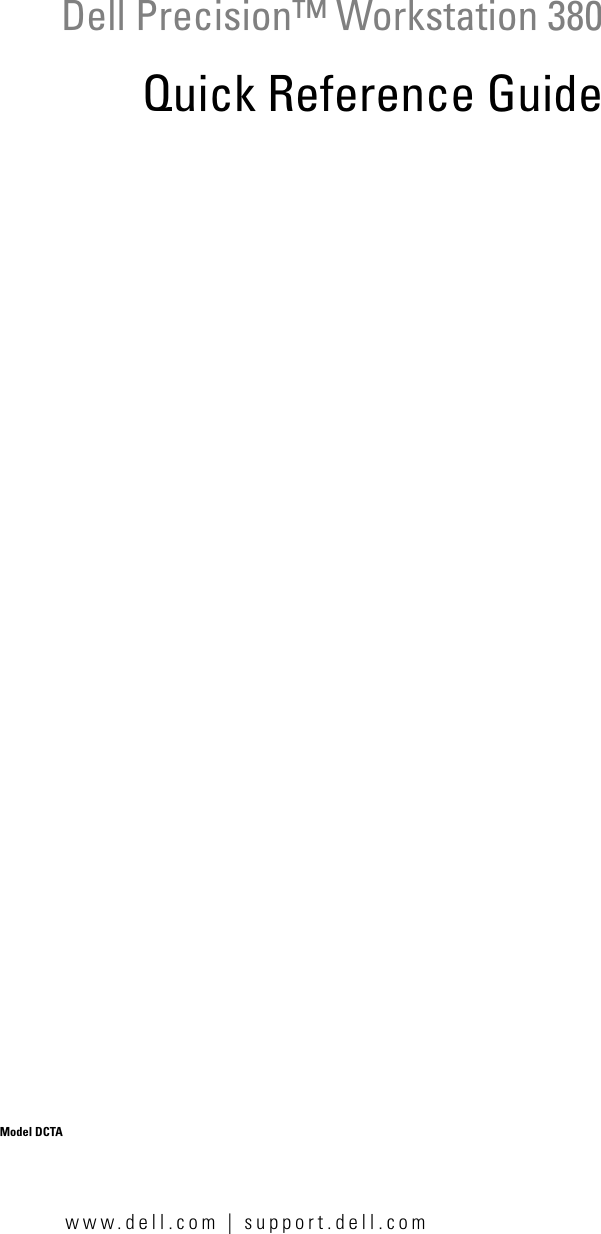 Dell Personal Computer Workstation 380 Users Manual Precision Szybki ...