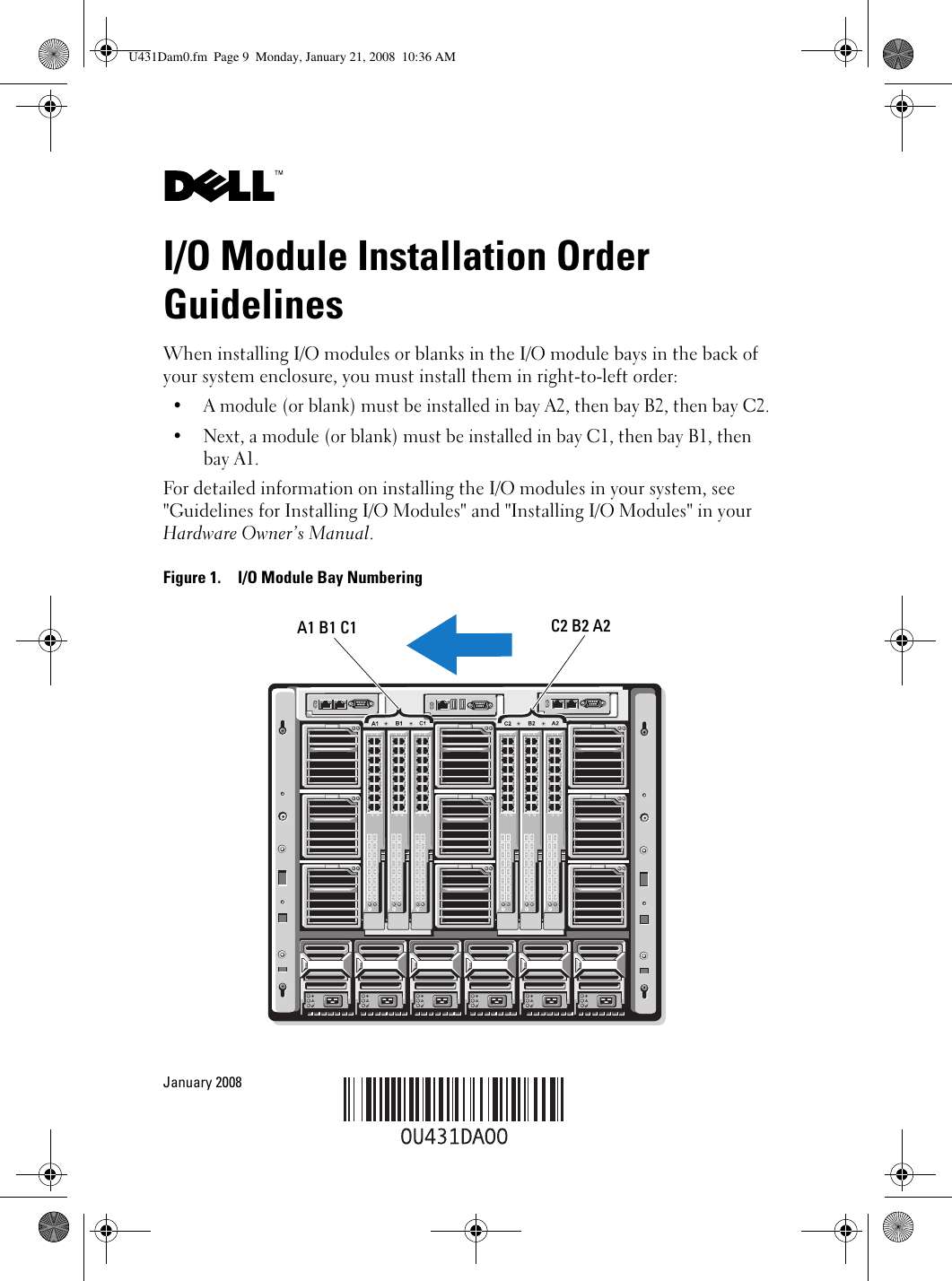 Dell Poweredge M805 Installaiton Order Guidelines I/O Module Installation