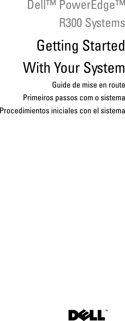 Dell Poweredge R300 Getting Started Guide