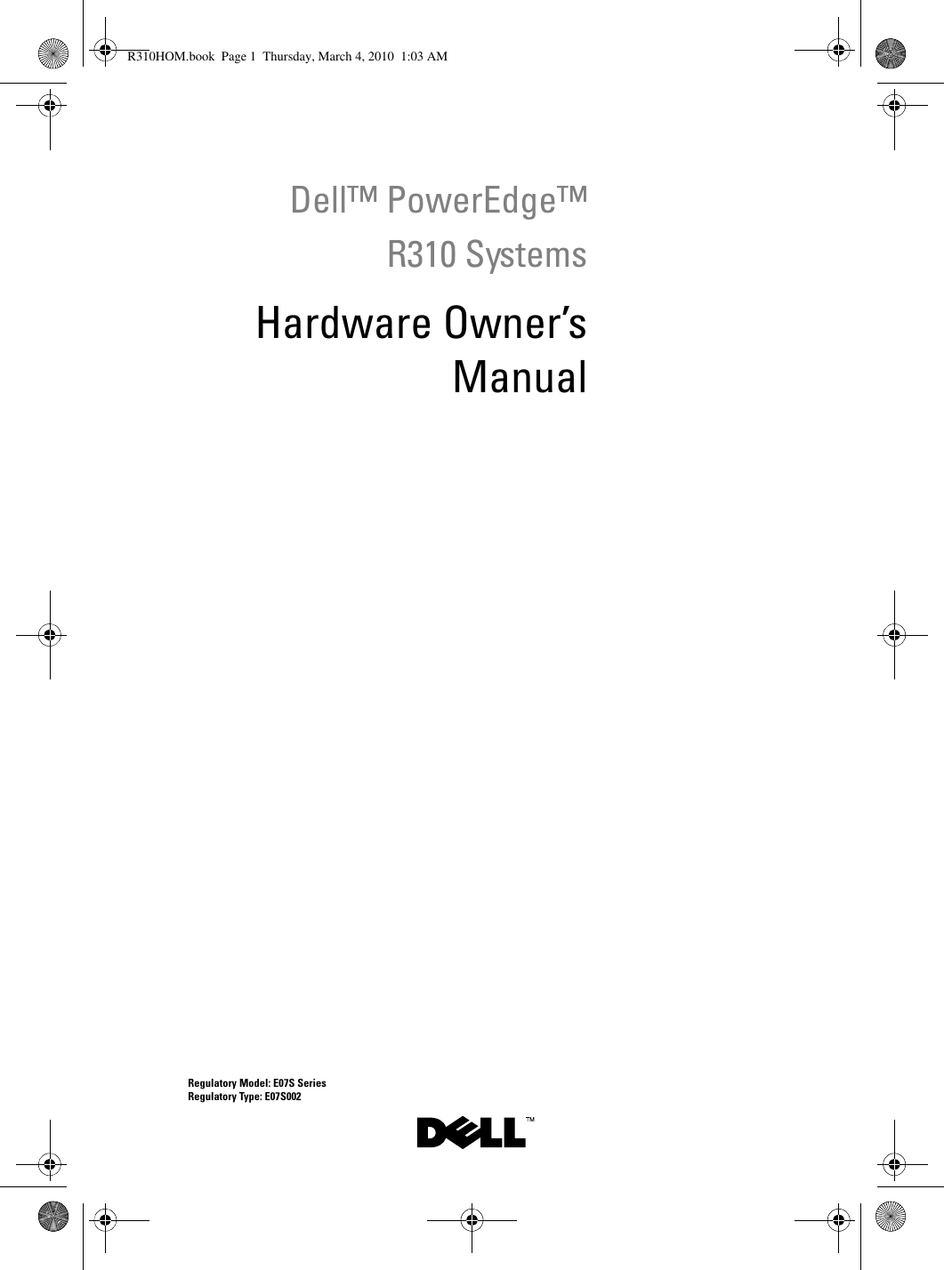 Dell Poweredge R310 Hardware Owners Manual Owner’s