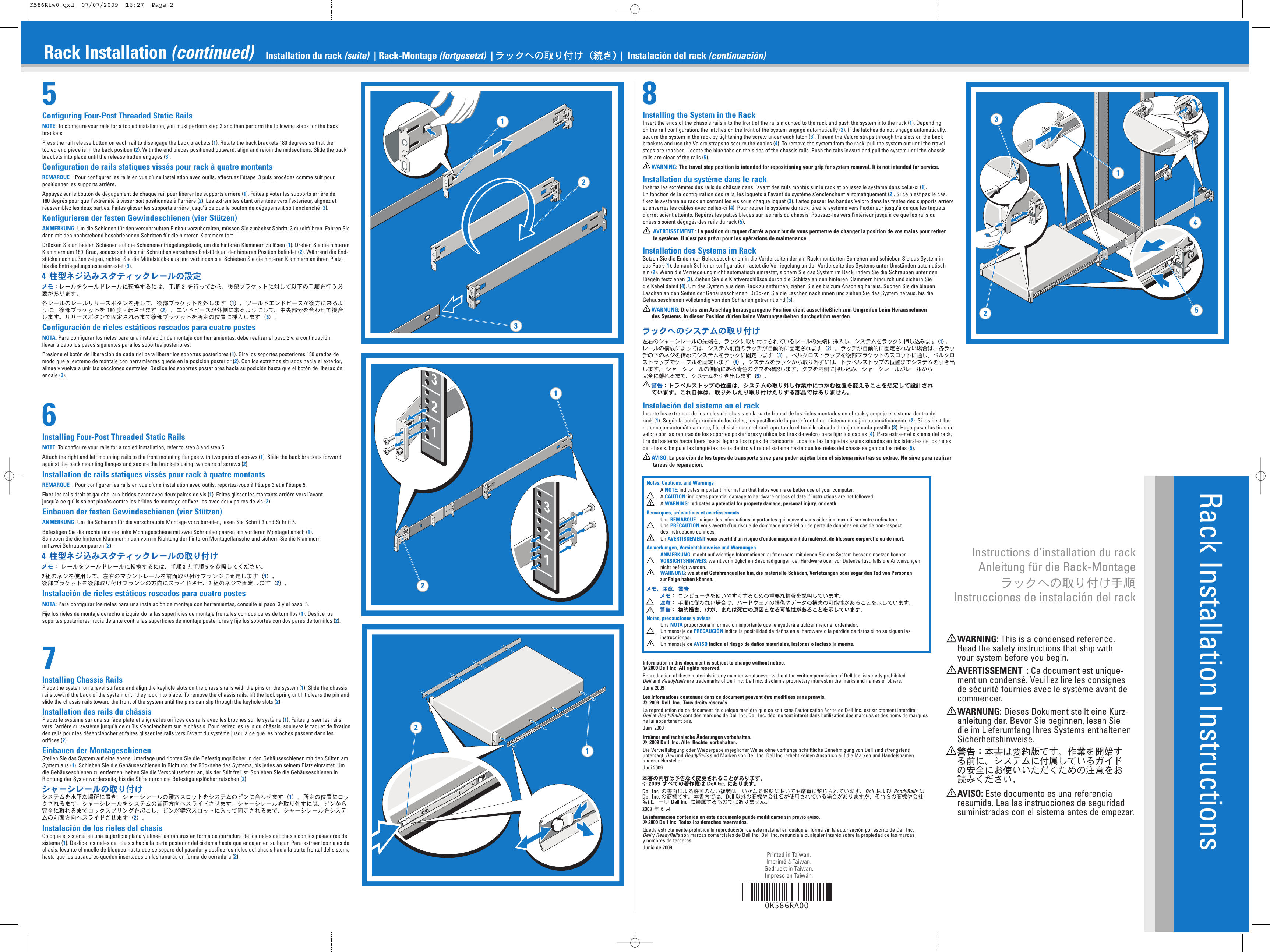 Dell Poweredge R510 Installation Instructions Rack — Static Rails
