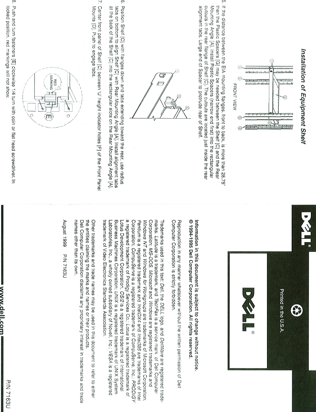 Dell Poweredge Rack Enclosure 4820 Setup Guide Mounting Equipment Shelf