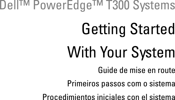 Dell Poweredge T300 Getting Started Guide