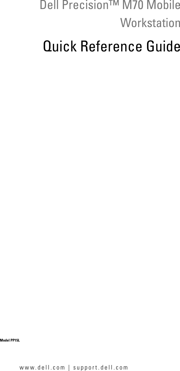 Dell Precision M70 Mobile Users Manual Y4304 A00